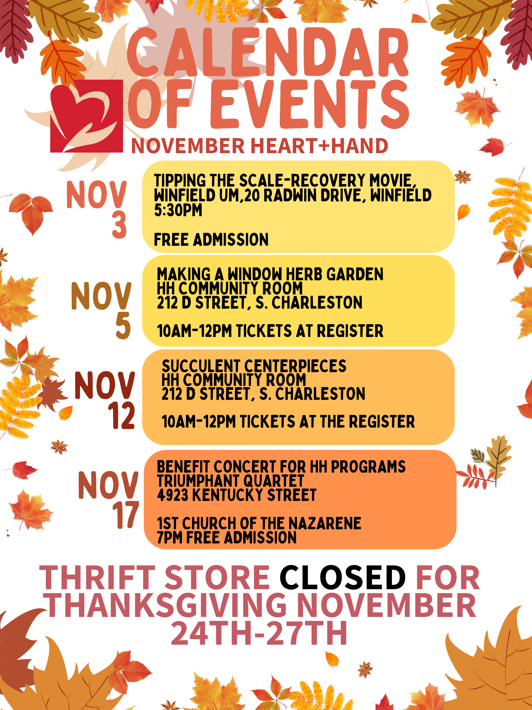 Event List – Heart + Hand Outreach Ministries